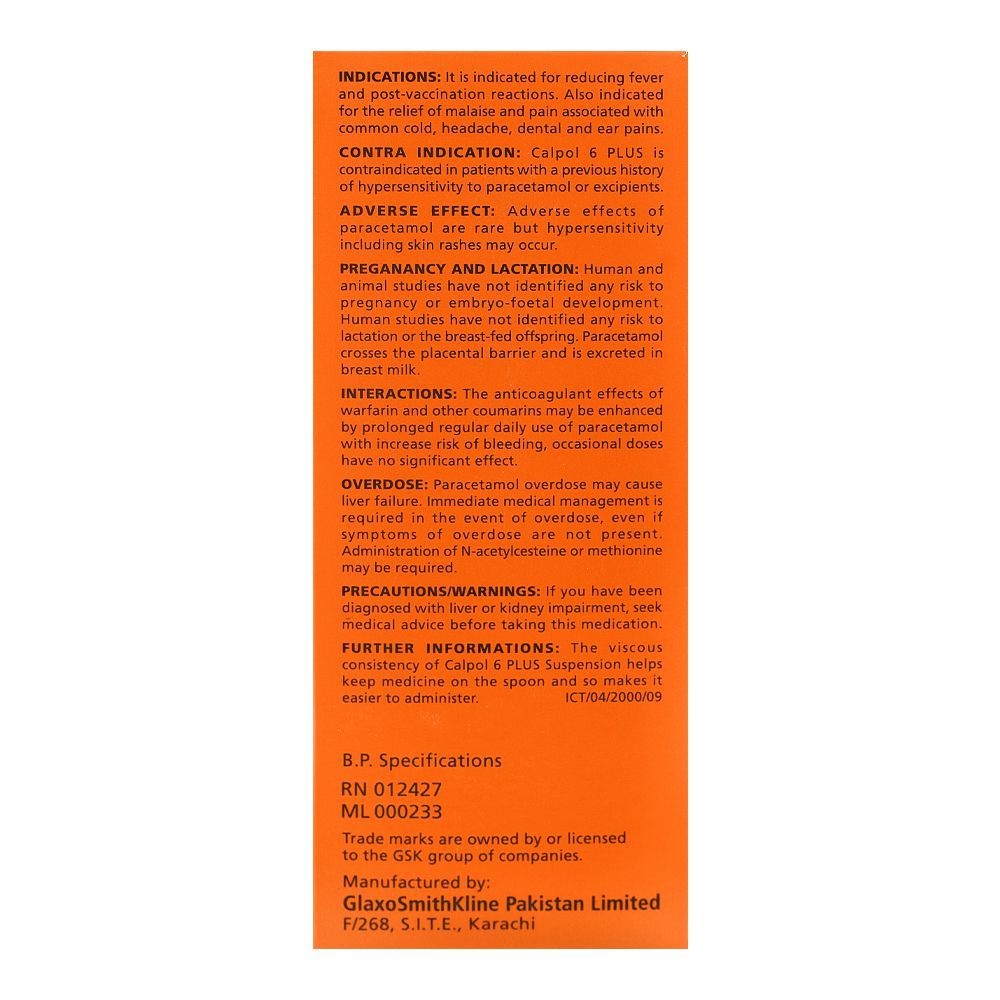 Order GSK Calpol 6 Plus Syrup, 90ml Online at Special Price in Pakistan ...