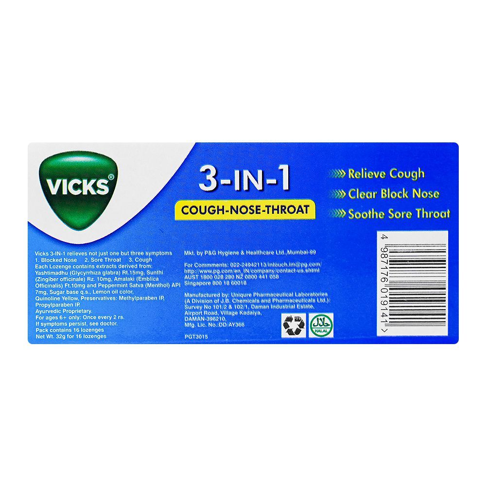 Buy Vicks 3 IN 1 Lemon Lozenges, 16-Pack Online at Special Price in Pakistan - Naheed.pk