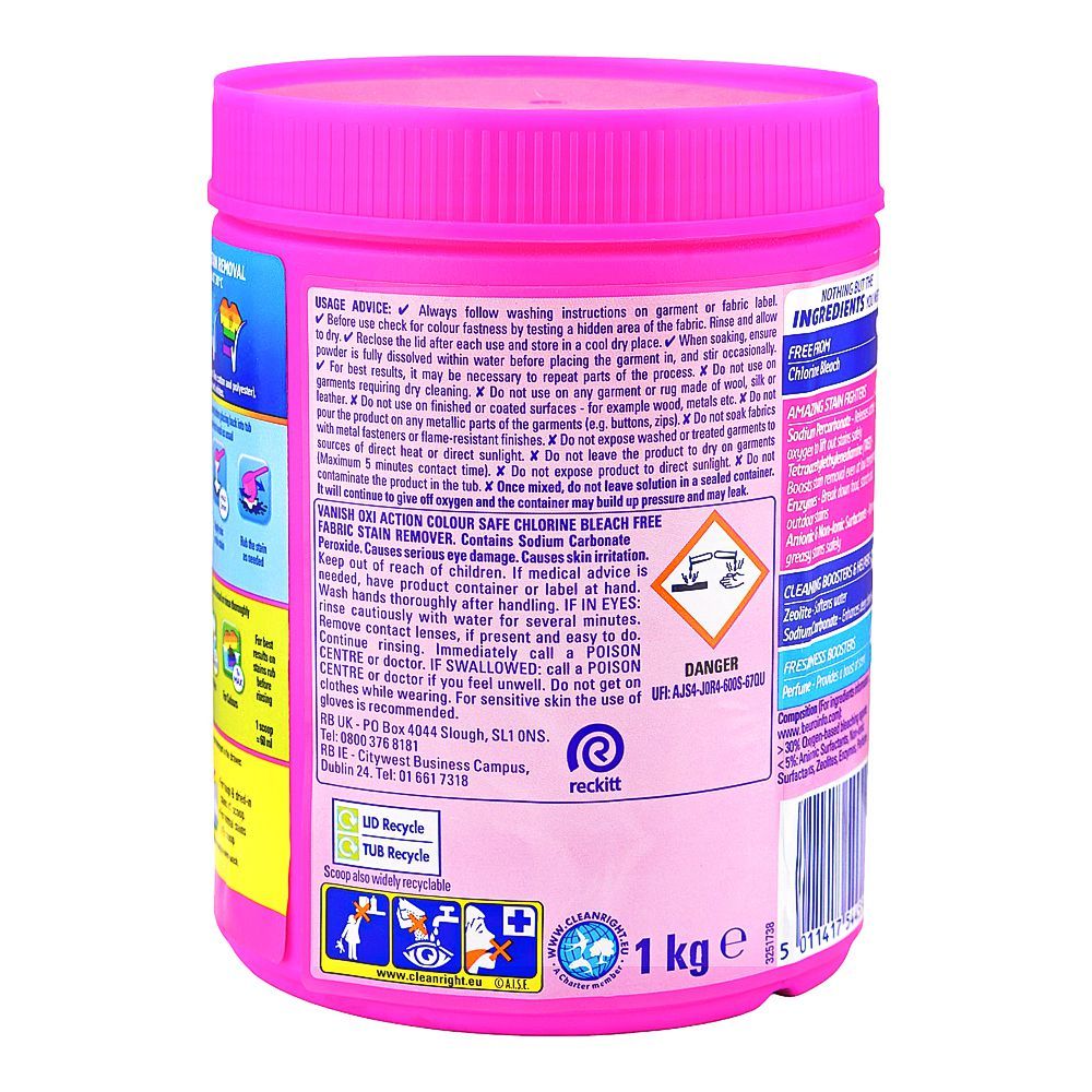 Vanish Oxi Action Color Safe Fabric Stain Remover, 1kg