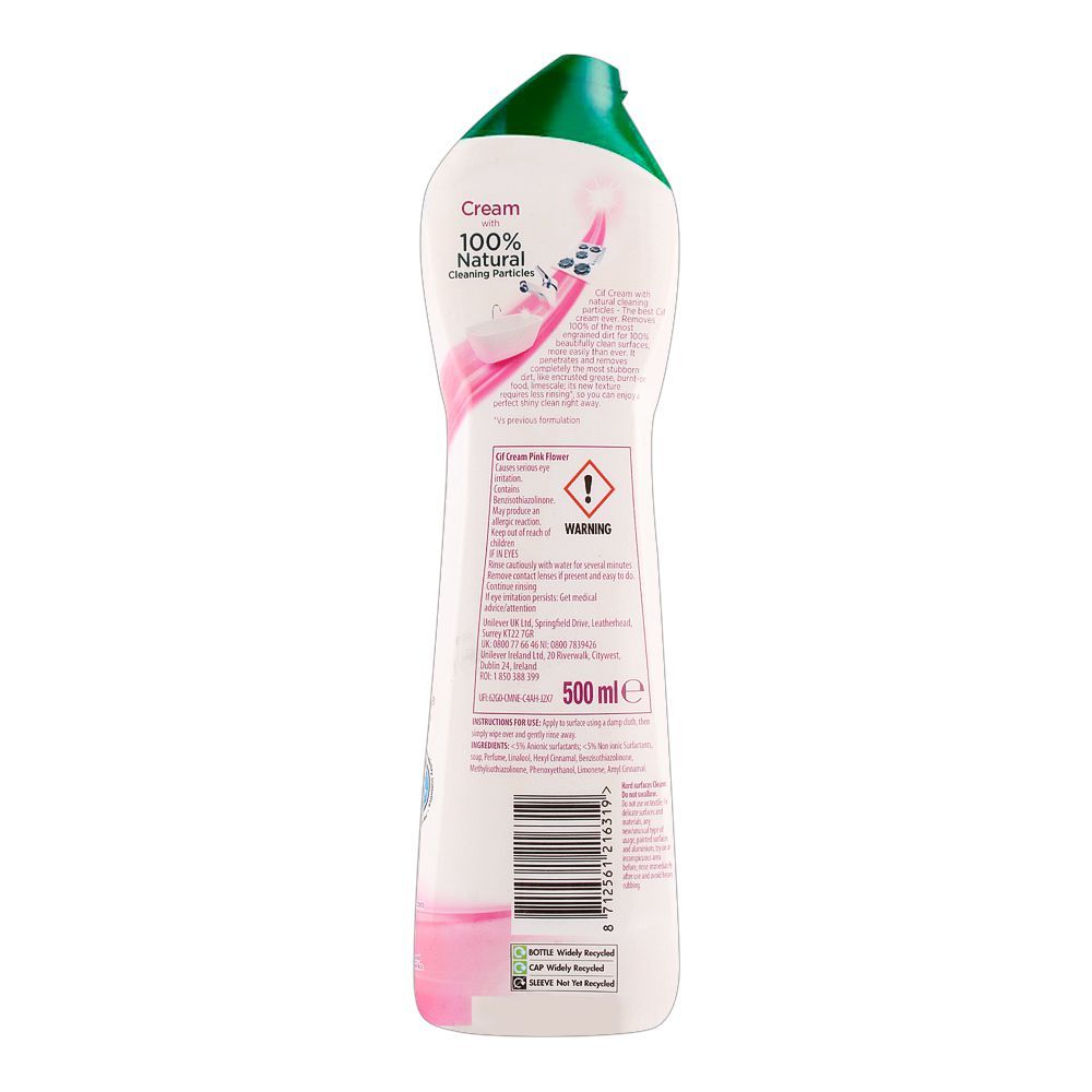 Buy Cif Cream, Pink Flower, With 100% Natural Cleaning Particles, 500ml ...