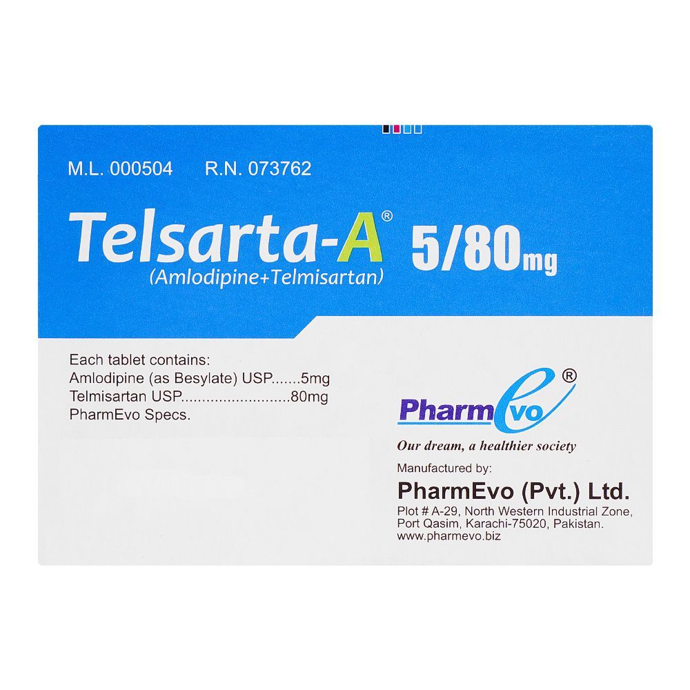 Purchase PharmEvo Telsarta-A Tablet, 5/80mg, 14-Pack Online at Best ...