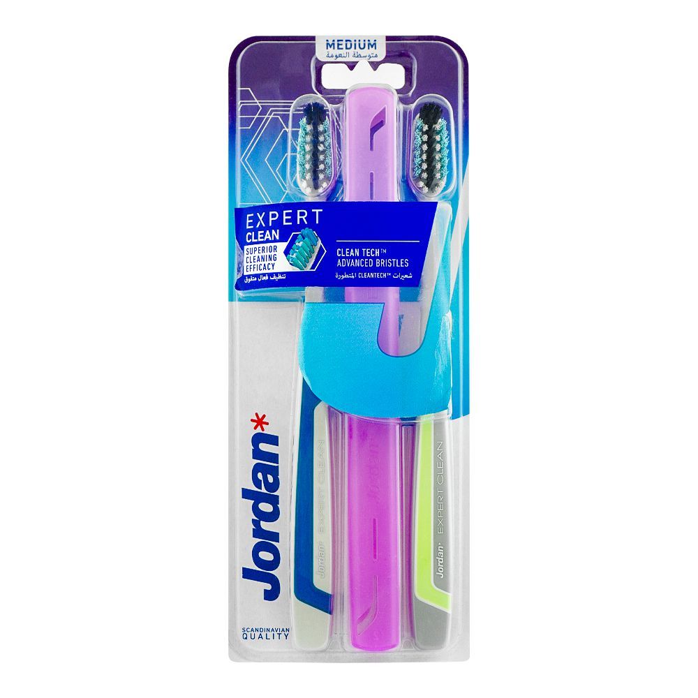 Buy Jordan Expert Clean Tech Toothbrush With Case, Medium, 2-Pack ...
