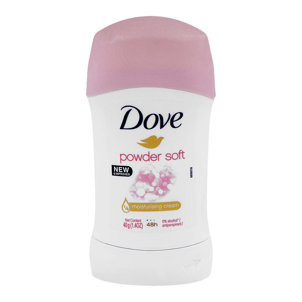 Dove Powder Soft Antiperspirant Deodorant Stick, Alcohol Free, 40ml