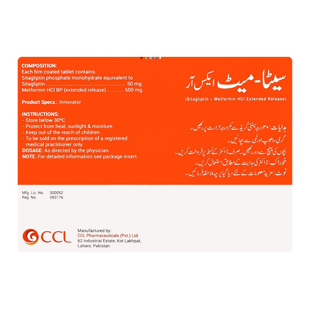 Purchase CCL Pharmaceuticals Sita-Met XR Tablet, 50/500mg, 14-Pack ...