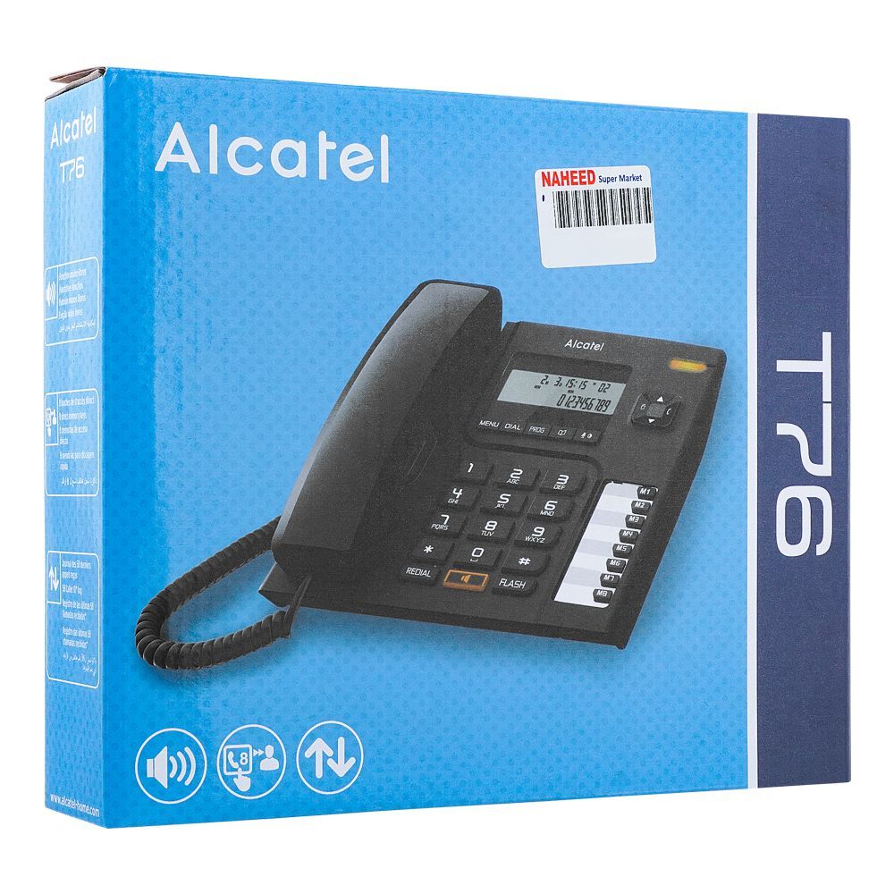 Buy Alcatel Corded Telephone Black, 01 Year Brand Warranty, T76 EX ...