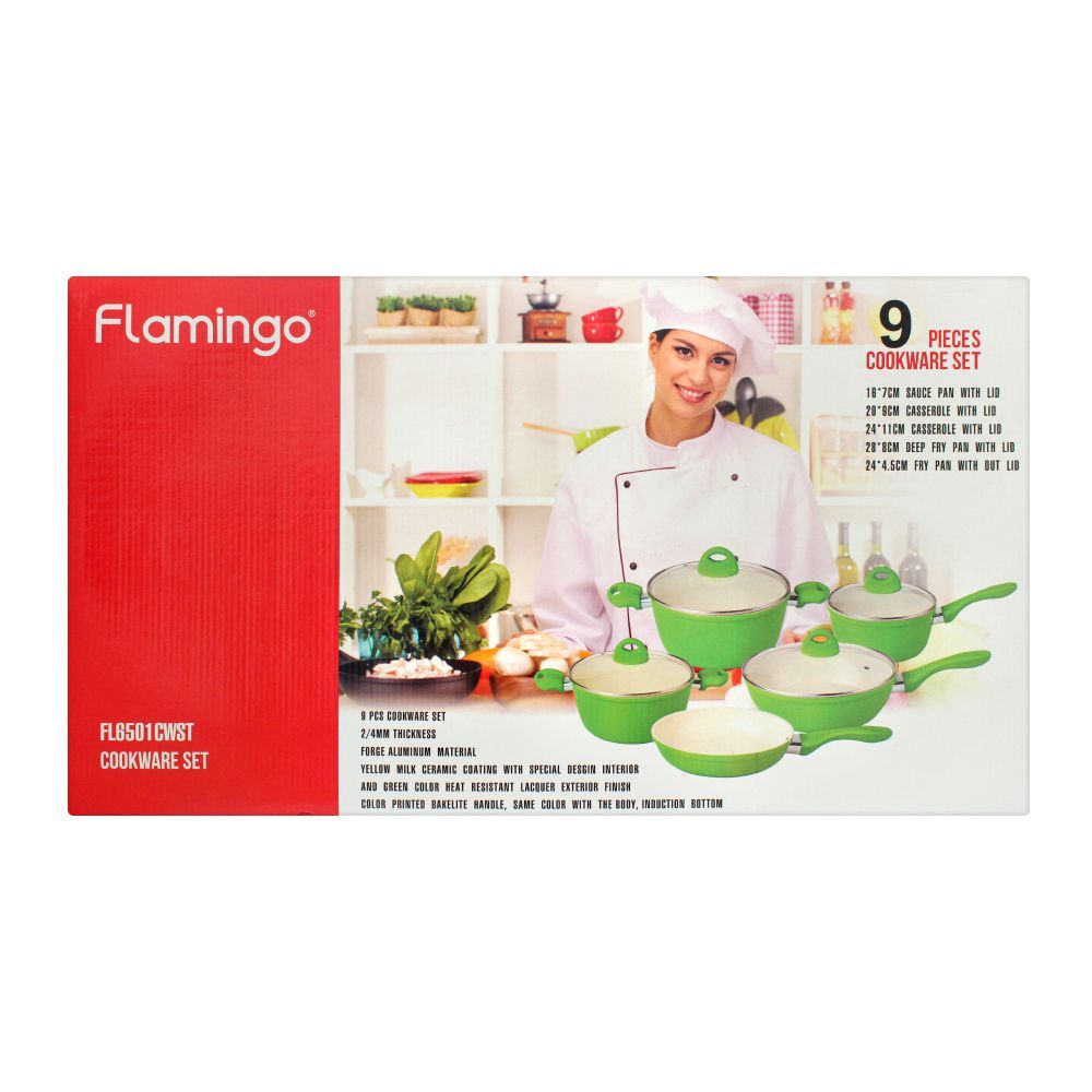 Buy Flamingo Ceramic Cookware Set, 9 Pieces, FL-6501CWST Online at Best ...