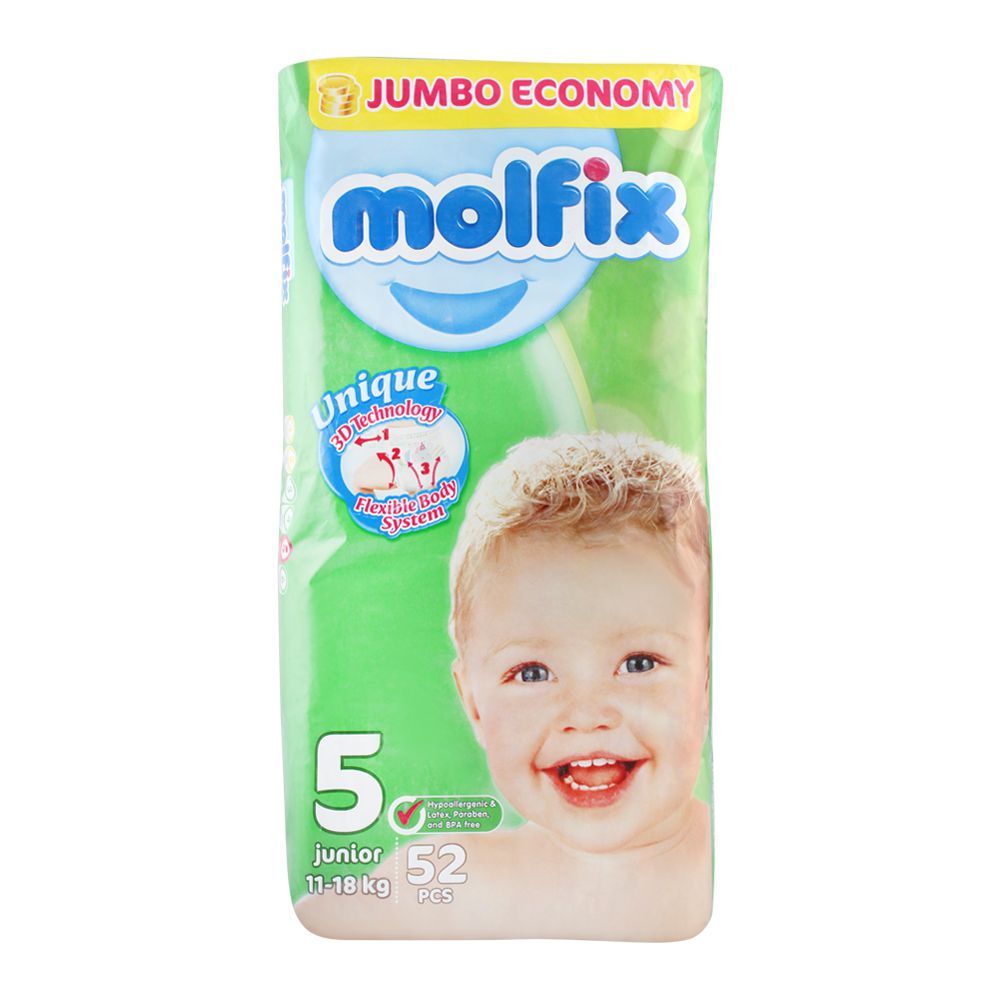 Purchase Molfix No. 5 Diapers, Junior 11-18 KG, Jumbo Economy, 52-Pack ...