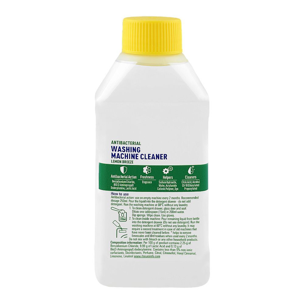 Dettol 5-In-1 Antibacterial Washing Machine Cleaner Lemon Breeze, 250ml