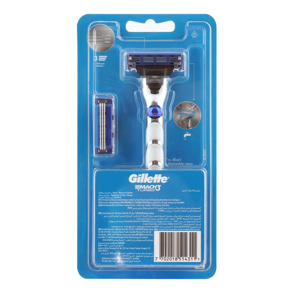Order Gillette Mach 3 Turbo 3D Razor + Cartriges 2-Pack Online at ...
