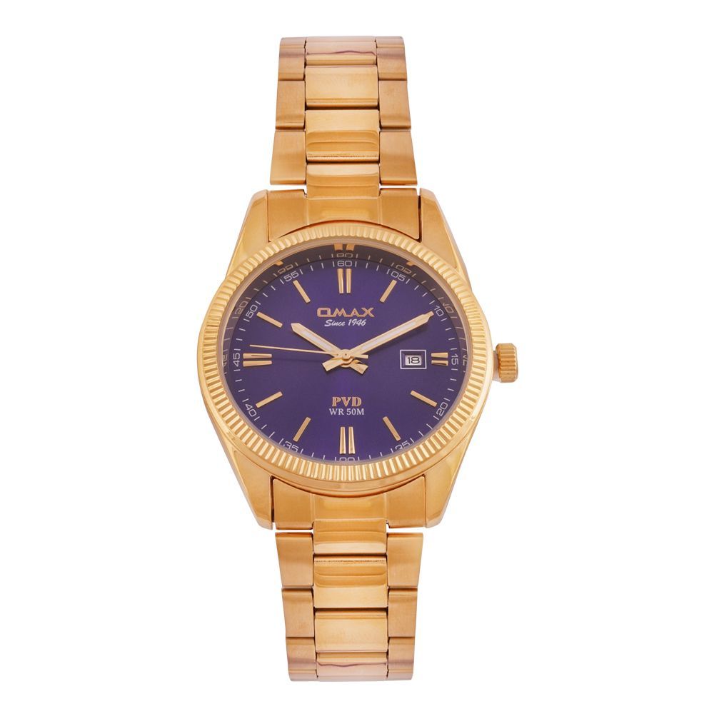 Order Omax PVD WR 50M Dark Gold Round Dial & Bracelet With Blue ...