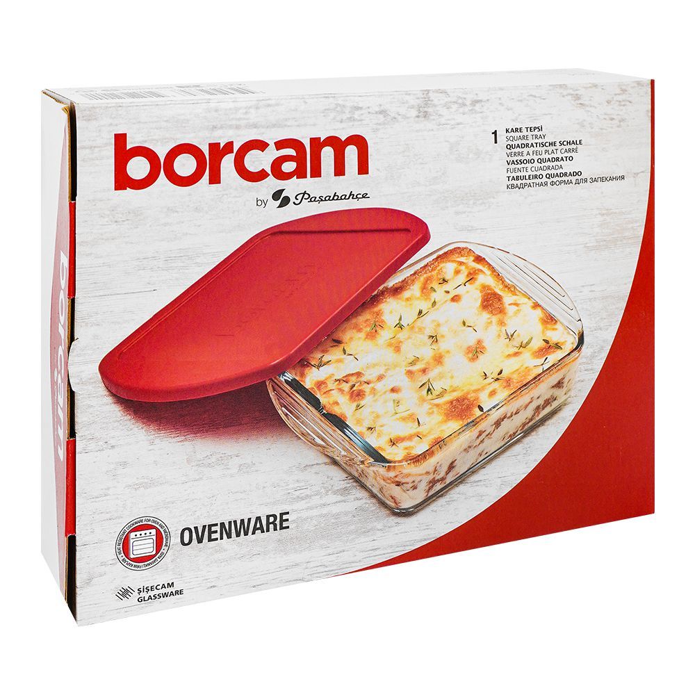 Buy Borcam Midi Square Tray With Red Plastic Lid, Ovenware, Glassware ...