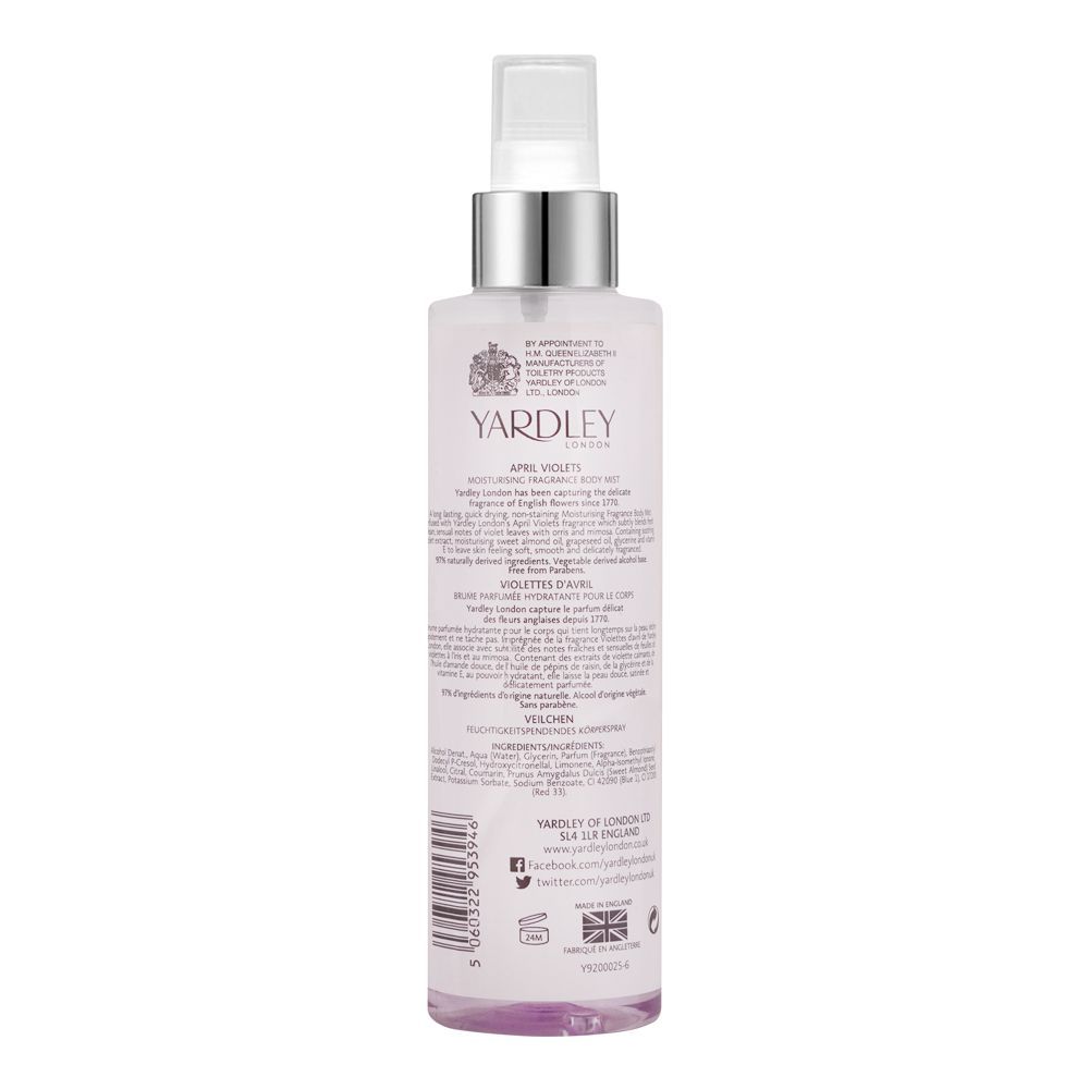 Order Yardley April Violets Moisturising Fragrance Body Mist, 200ml ...