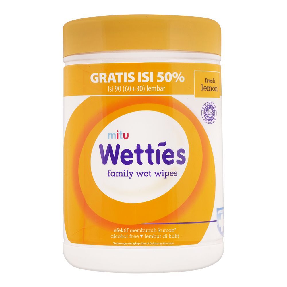 Purchase Mitu Baby Wetties Fresh Lemon Antiseptic Family Wet Wipes, 90 ...