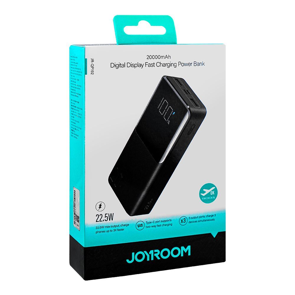 Order Joyroom Super Fast Charging 20000mAh Power Bank, 22.5W, JR-QP192 Black Online at Best ...