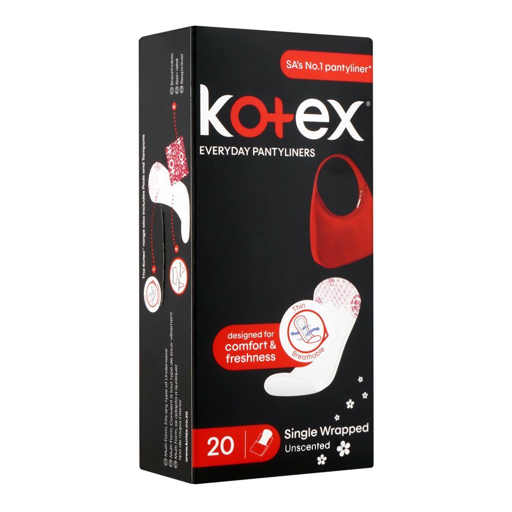 Order Kotex Single Wrapped Unscented Everyday Panty Liners, 20-Pack ...