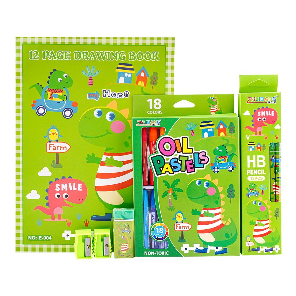 Buy Stationery Set With Drawing Book & Art Accessories, Green, E-716 ...