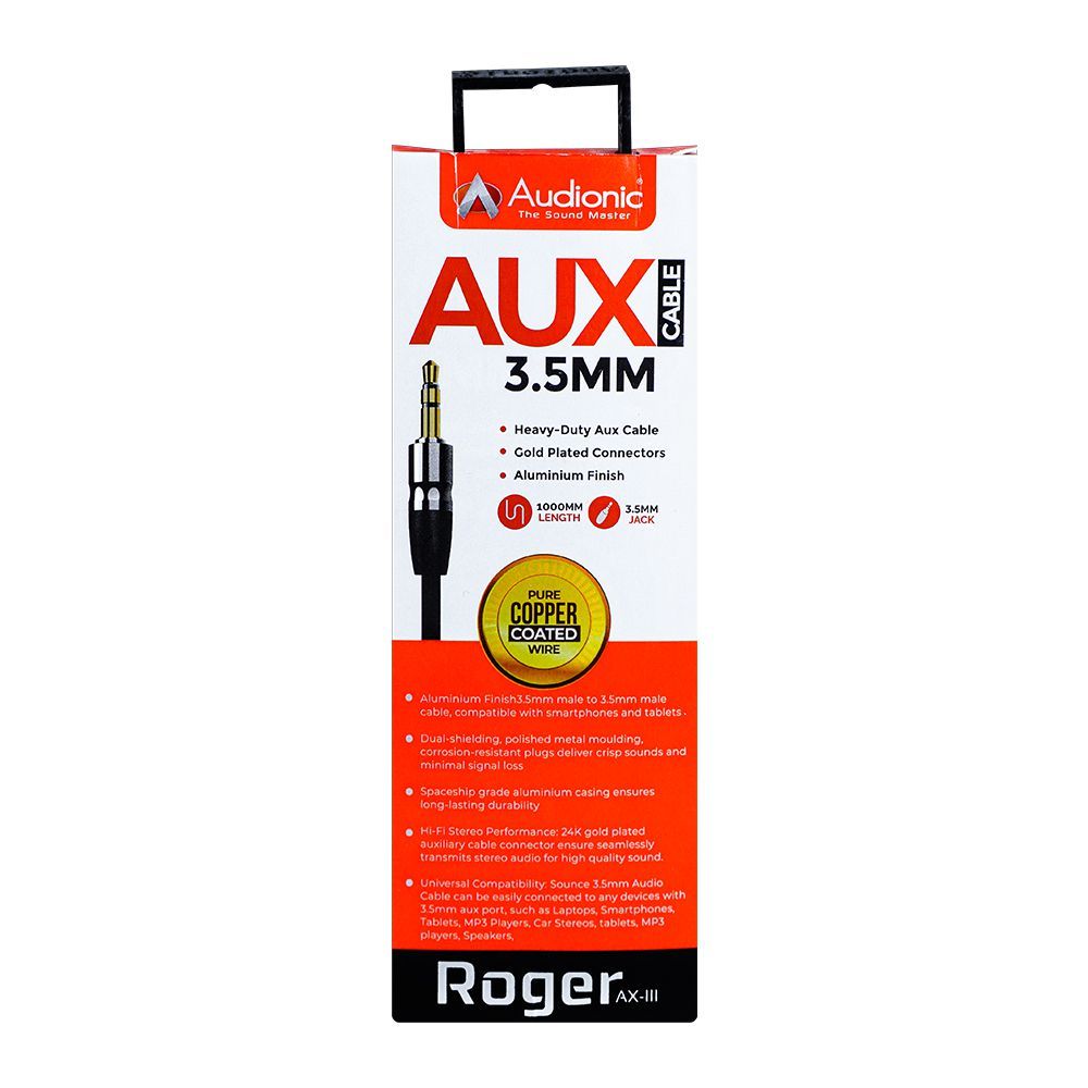 Buy Audionic Roger Aux 3.5mm Cable, Black, AX-III Online at Best Price in Pakistan - Naheed.pk