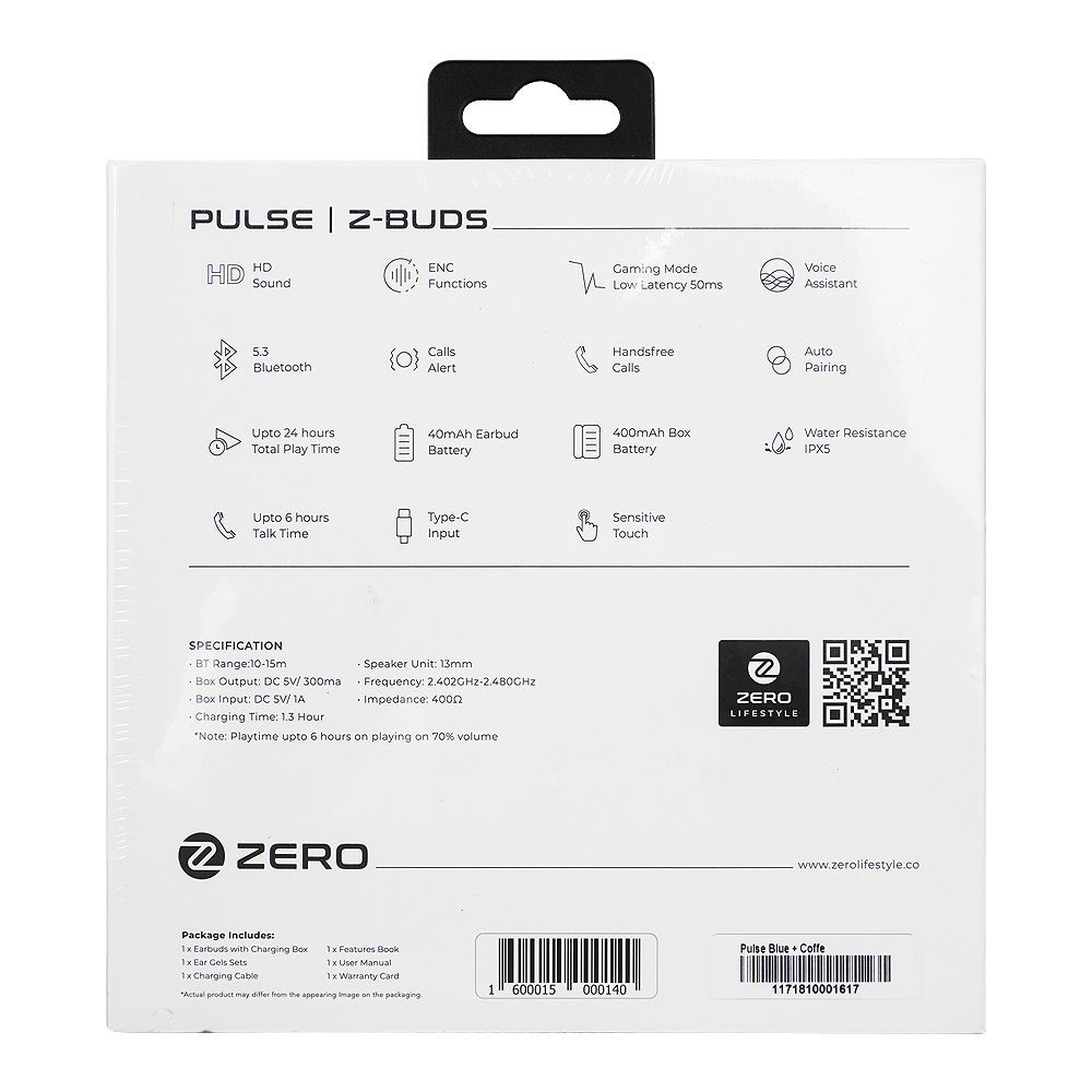 Order Zero Pulse Z ENC Wireless Earbuds, Blue & Coffee Online at ...