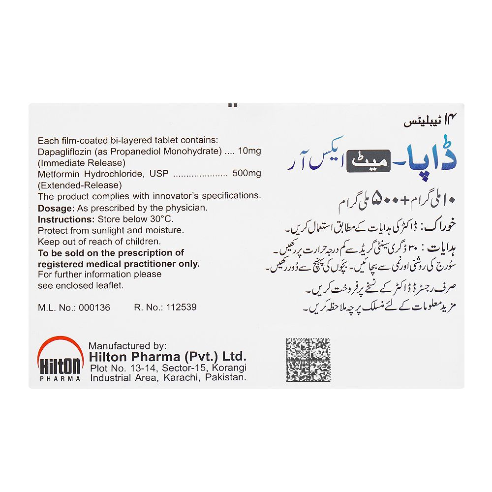 Dapa-Met XR Tablets 10mg+500mg, Box (14 Tablets)