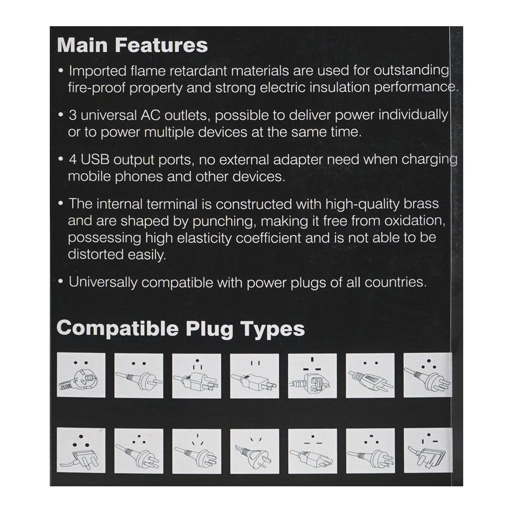Camelion Power Socket, 4 X USB Output 2.4 Ampare & 3 X Power Socket ...