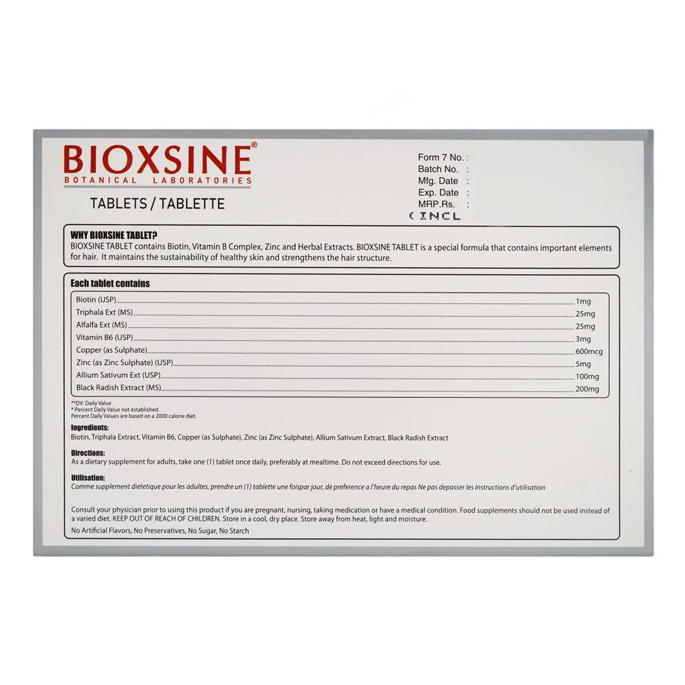 Bioxsine Hair Support Supplement, Box (40 Tablets)