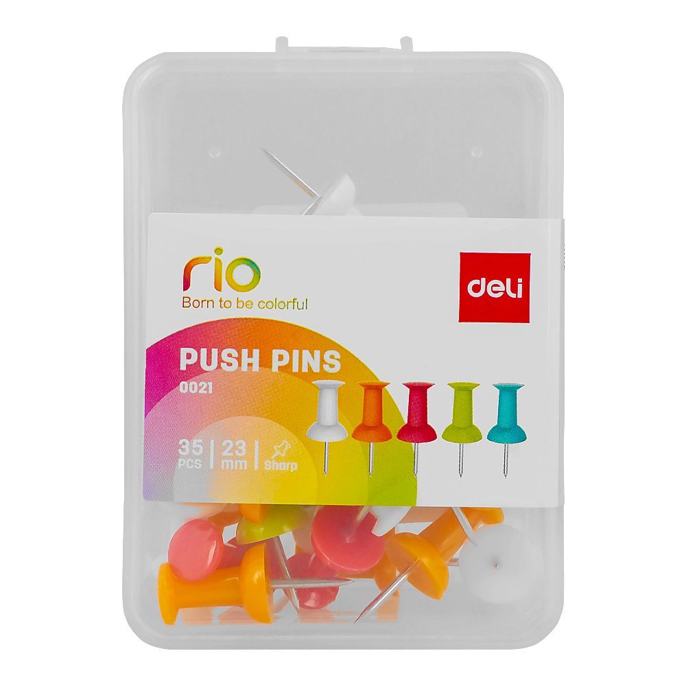 Buy Deli 23mm Sharp Assorted Colors Push Pins Box, 35 Pieces, E0021 ...