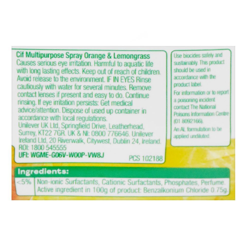 Order Cif Orange & Lemon Grass Multi-purpose Spray, 750ml Online at ...