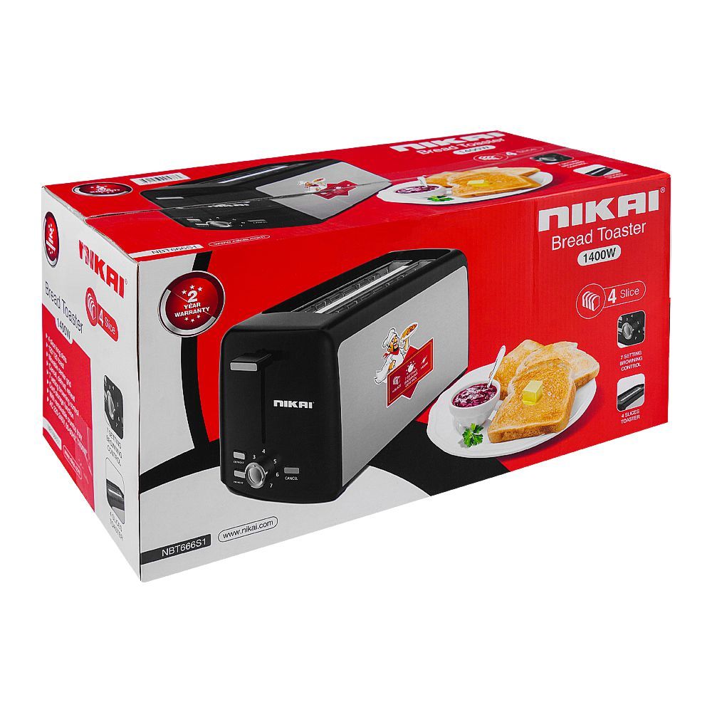 Order Nikai 4 Slice Bread Toaster, 1400W, NBT666S1 Online at Special ...