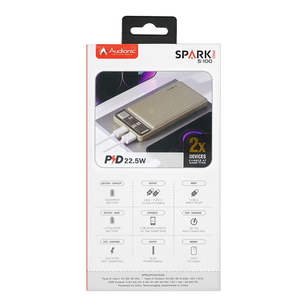 Order Audionic Spark Pro Power Bank, 22.5W, 10000mAh, Bone Grey, S-100 ...