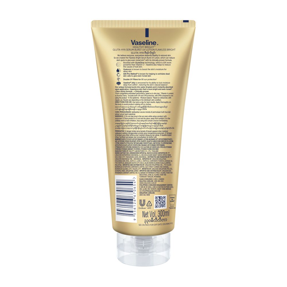 Vaseline Healthy Bright Gluta-Hya Flawless Glow Serum Burst UV Lotion ...