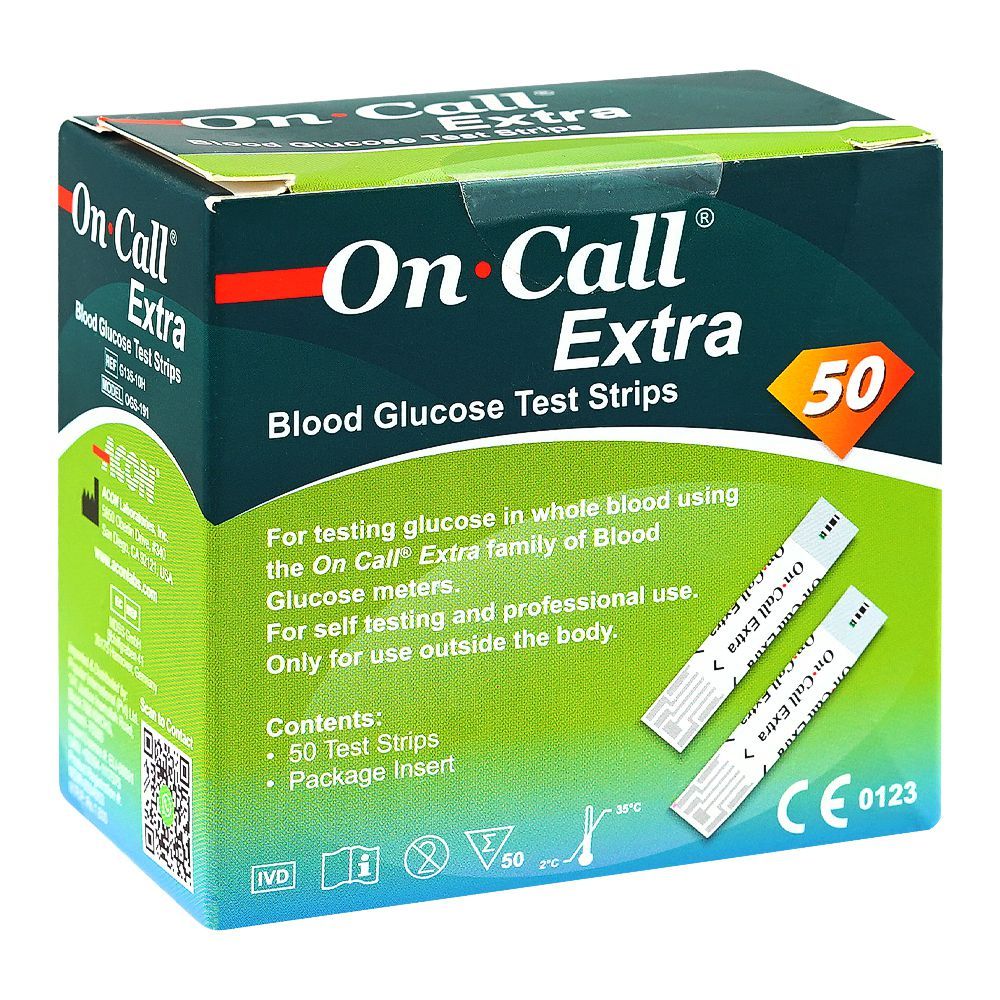 On Call Extra Blood Glucose Test Strip, 50-Pack