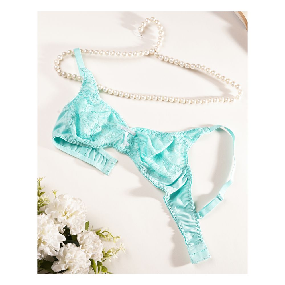 BeBelle Women's Full Lace B-Cup Bra, Non-Wired, Marvel Rosette, Turquoise