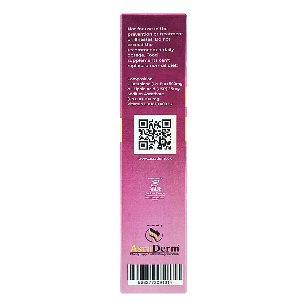 Gluvit-S Glutathione 500mg Supplement For Skin Health, Box (30 Capsules)