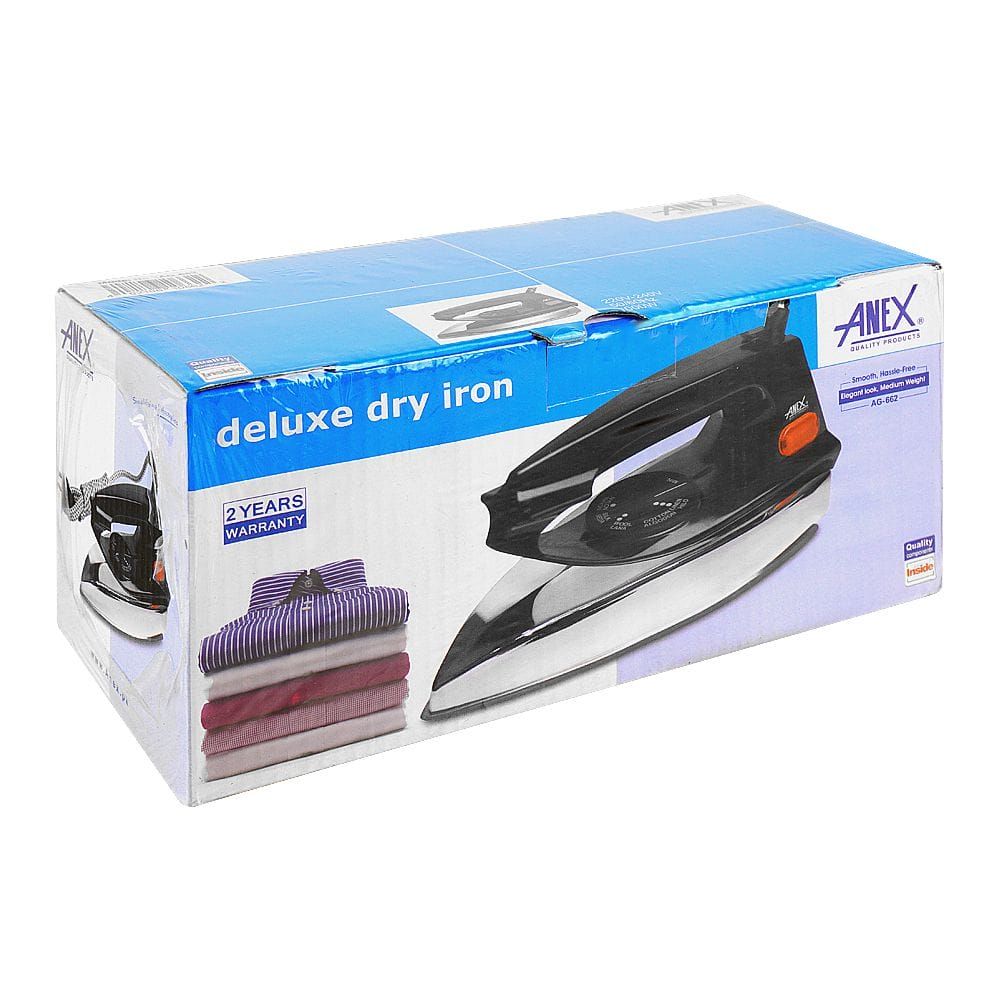 Anex Deluxe Dry Iron, 1000W, Black, AG-662