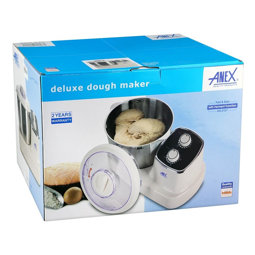Anex Deluxe Dough Maker, 500W, 5 Liter Capacity, White, AG-2127