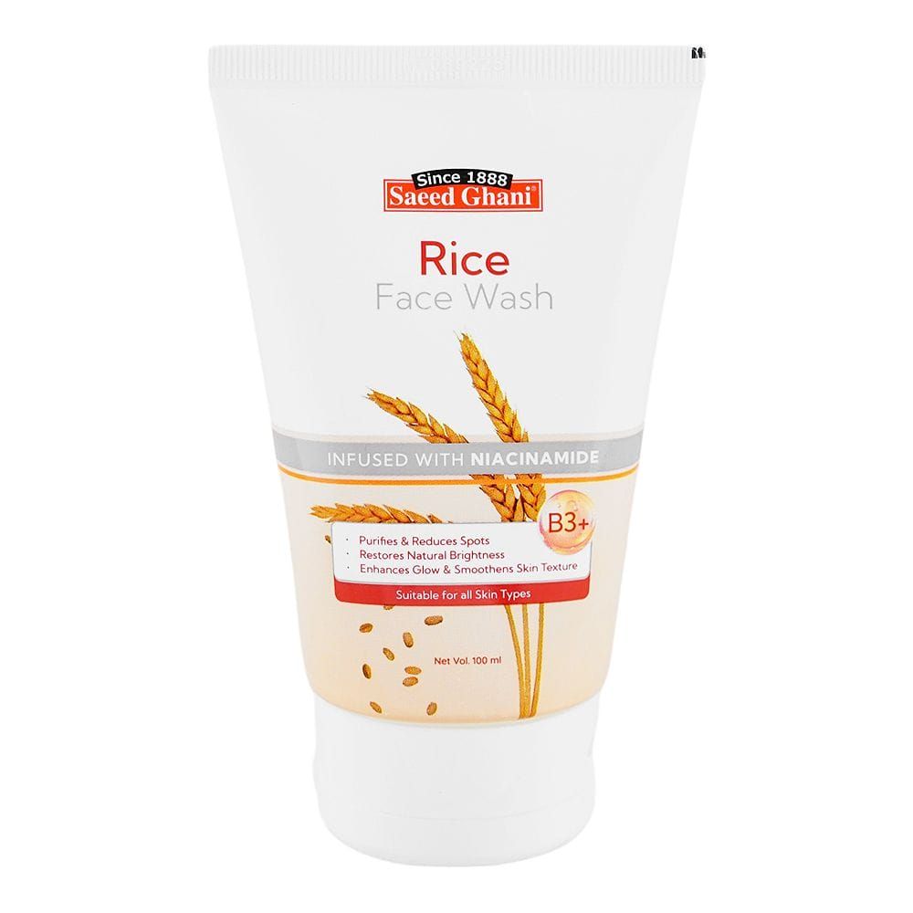 Saeed Ghani Rice Face Wash With Niacinamide, For All Skin Types, 100ml