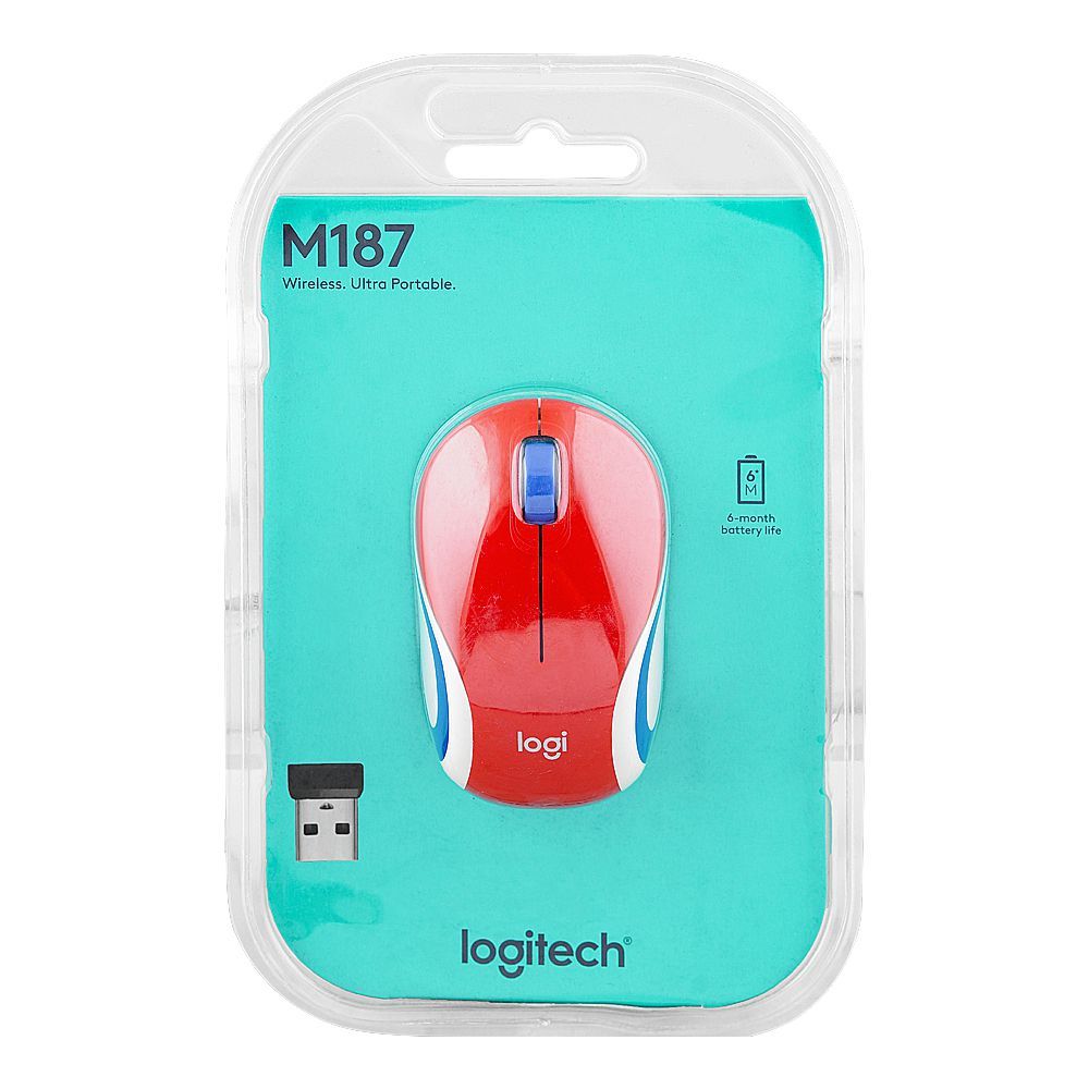 Logitech Wireless Mouse, Red, M187 910-005373