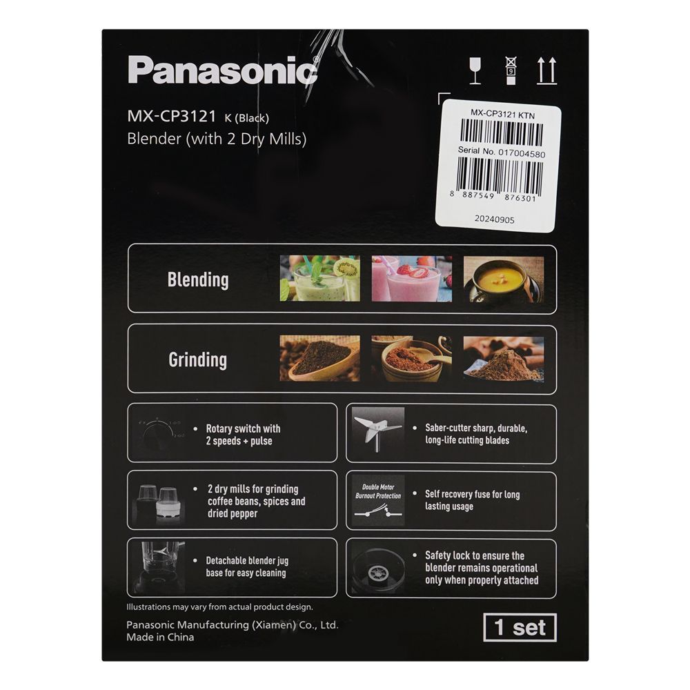 Panasonic Blender With 2 Dry Mills, 450W, 1450ml Liter Plastic Jug, 50g ...