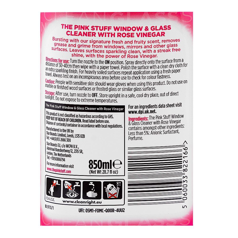 Star Drops The Pink Stuff Window & Glass Cleaner Trigger, 850ml