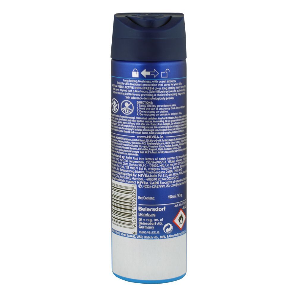 Nivea Men Fresh Active Infini Fresh Body Spray, 48H Long-Lasting ...