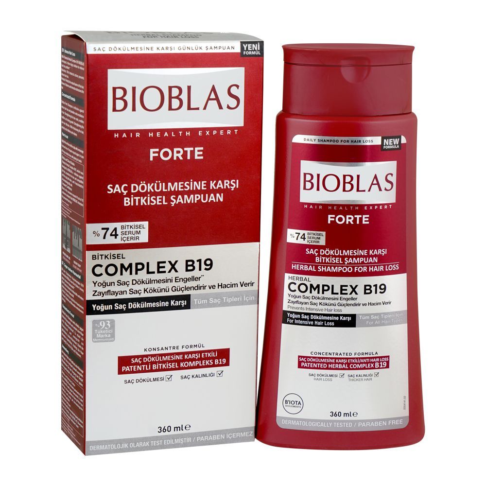 Bioblas Forte Complex B19 Herbal Shampoo, For Hair Loss, 360ml