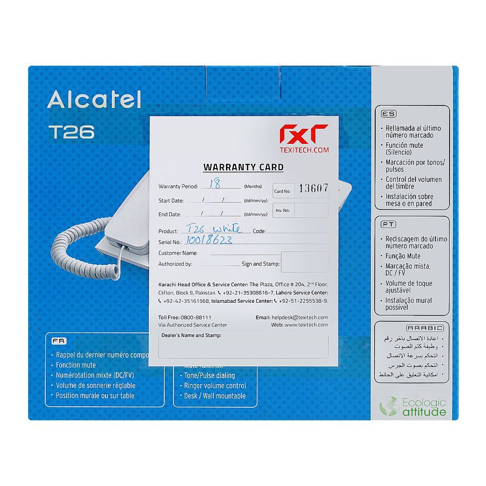 Alcatel Corded Telephone, White, T26 EX