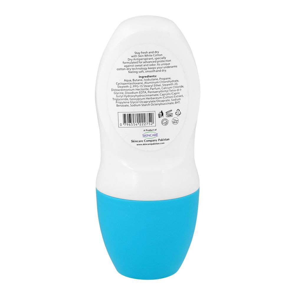 SkinWhite Cotton Dry Antiperspirant Deodorant Roll On, Advanced ...