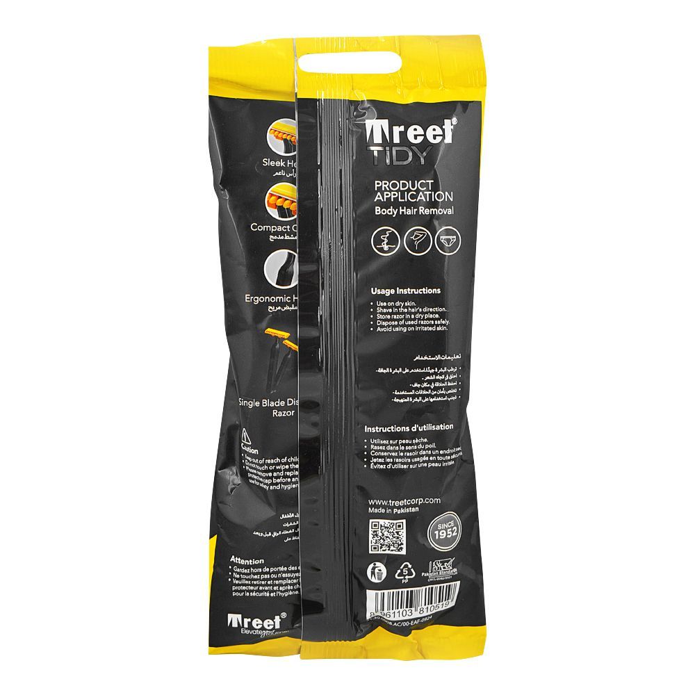 Treet Tidy Disposable Body Razors, 4+1-Pack