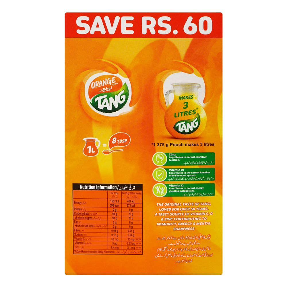 Tang Orange & Mango Powdered Drink Pouch, 375g Each, Promo Pack
