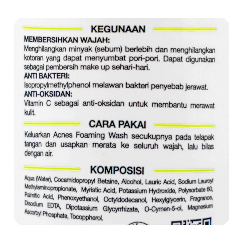 Acnes Foaming Face Wash Pump with Vitamin C, For Oily & Acne-Prone Skin ...