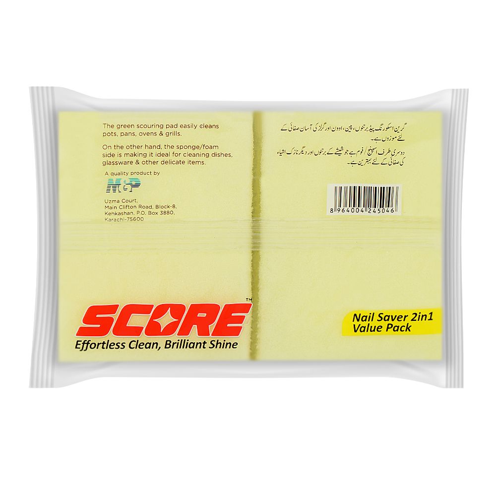 Score Kitchen Green Scourer With Sponge, Nail Saver 2-In-1 Value Pack