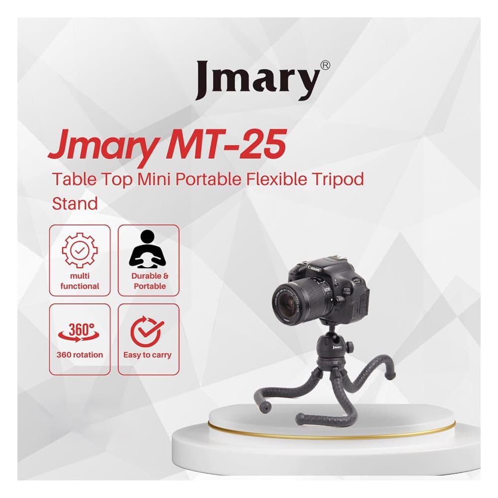 Jmary 12.2" Flexible Mini Tripod Stand For DSLR, Cameras & Mobiles, MT-25