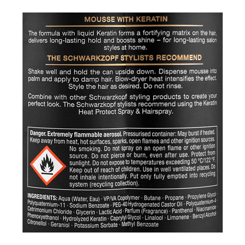 Schwarzkopf Keratin Mousse, Shine Boost, 4 Style Control, 250ml