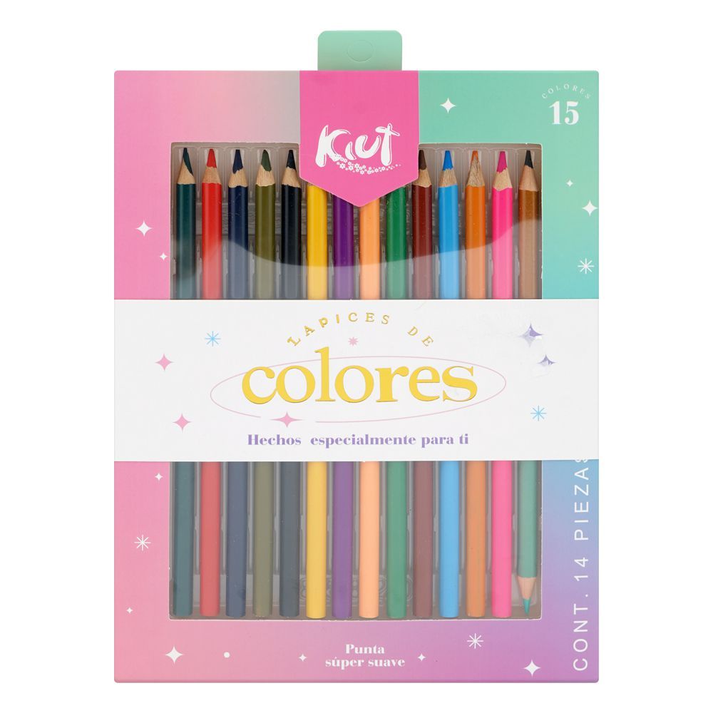UBS Lapices De Color Pencils, 15-Colors, AX-160